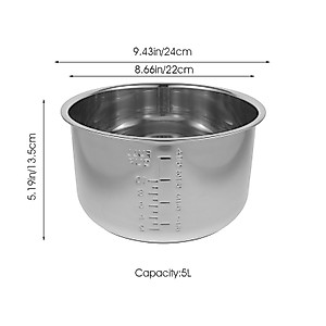 LALAFINA Rice Cooker Liner Stainless Steel Rice Cooker Inner Pot Non-stick Rice Cooker Pot Pressure Cooker Pot for Home Kitchen Shop, 5L
