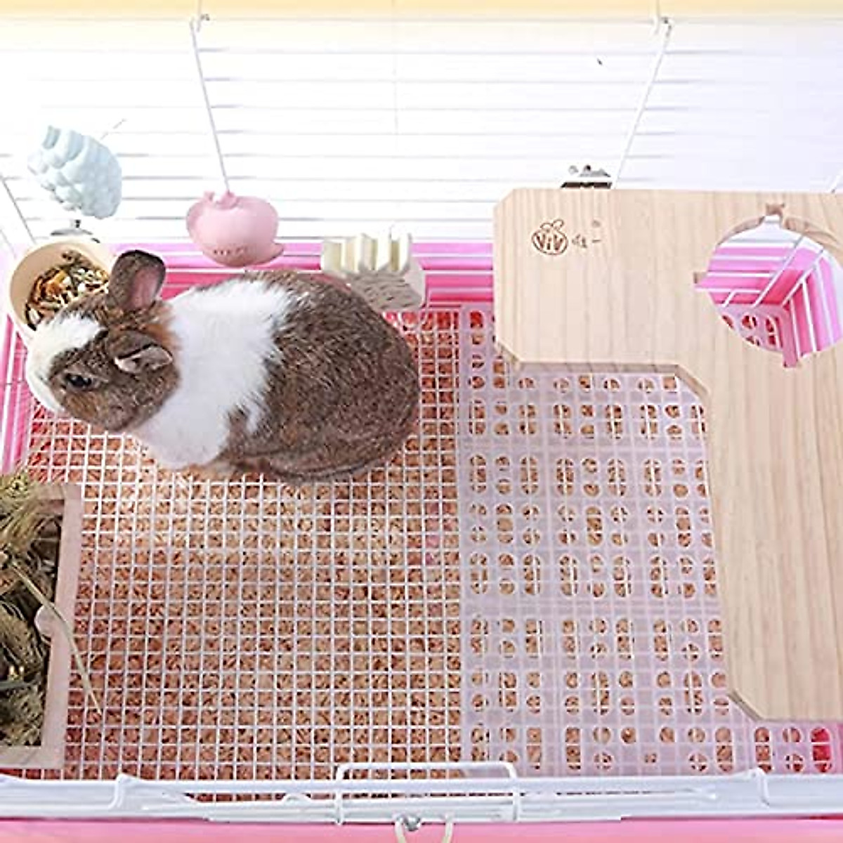 4 Pcs Rabbit Feet Pad Plastic Bunny Cage Floor Mat Foot Resting Hole Leak Water Nest Mat Pet for Small Animal Hamster Rat Chinchilla Guinea Pig Cats Dogs (White)