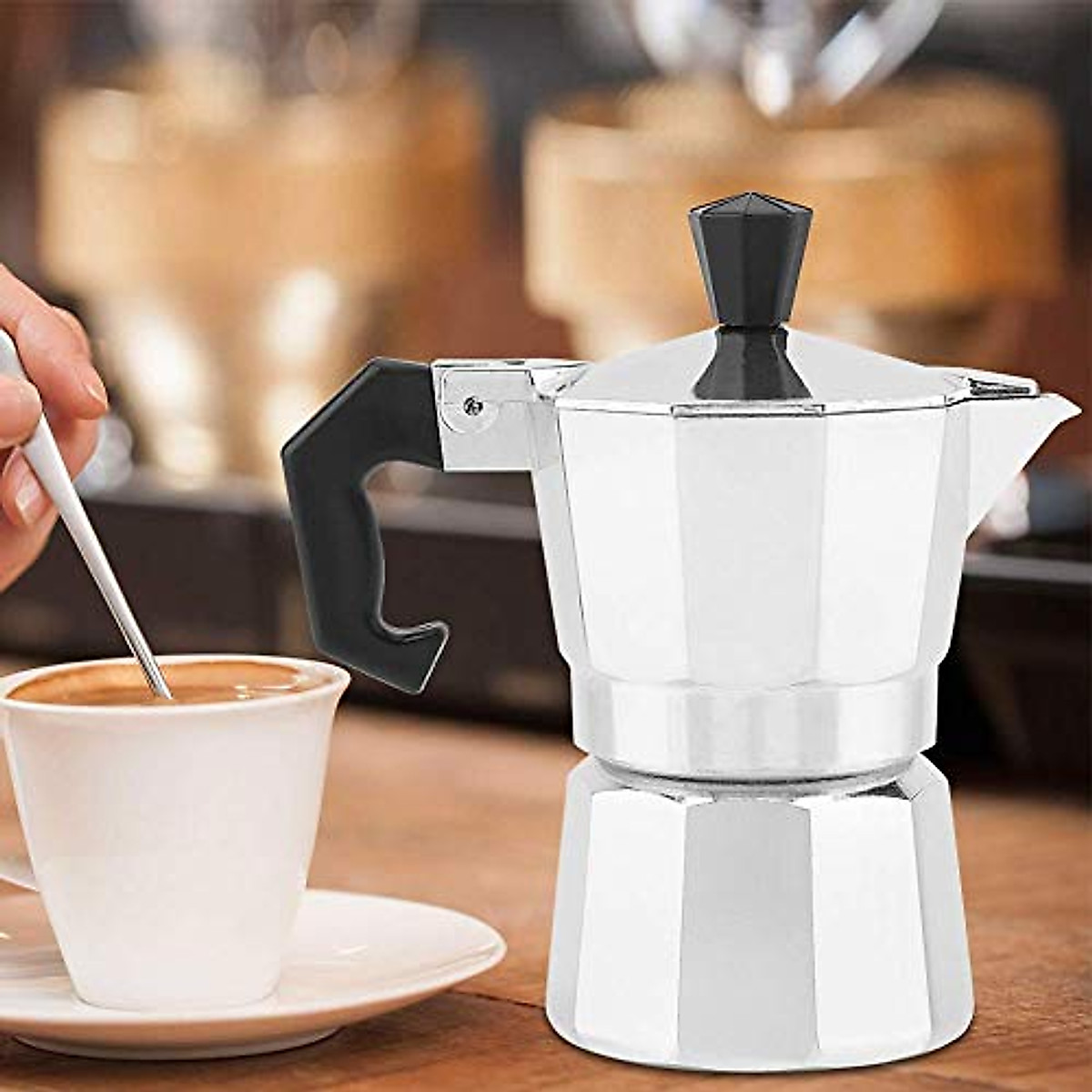 30mL 1 Cup Aluminum Italian Type Moka Pot Espresso Coffee Maker Stove Home Office Use on Gas or Electric Stove
