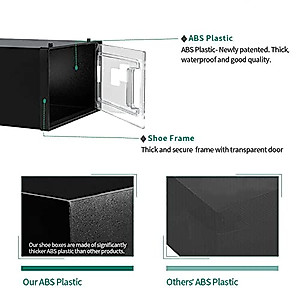 OTHZON 12 Pack Shoe Storage Box, Clear Plastic Stackable Shoe Organizer for Closet, Space Saving Foldable Shoe Sneaker Containers Bins Holders (Black) Great for Saving Closet Space GPJCFCDUS