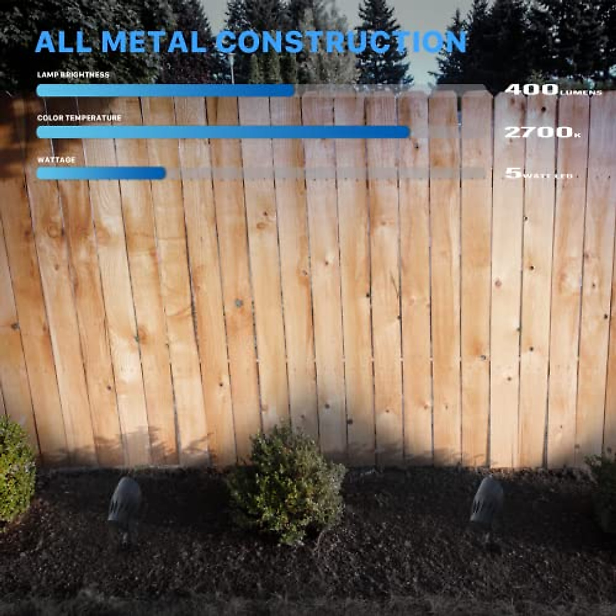 GOODSMANN Low Voltage Spotlights Landscape Lighting 5W LED 400 Lumen Outdoor Floodlights 2700K Warm White Replaceable MR16 LED Outside Hardwired Lighting with Metal Stake Cable Connector