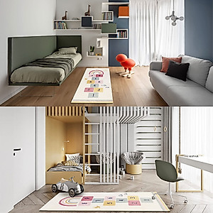 Topotdor Rainbow Sky Hopscotch Game Rugs,Kids Play Area Rugs Soft Floor Carpet for Bedroom Playroom Nursery,Great Gift for Girls & Boys,27.5" x 63"