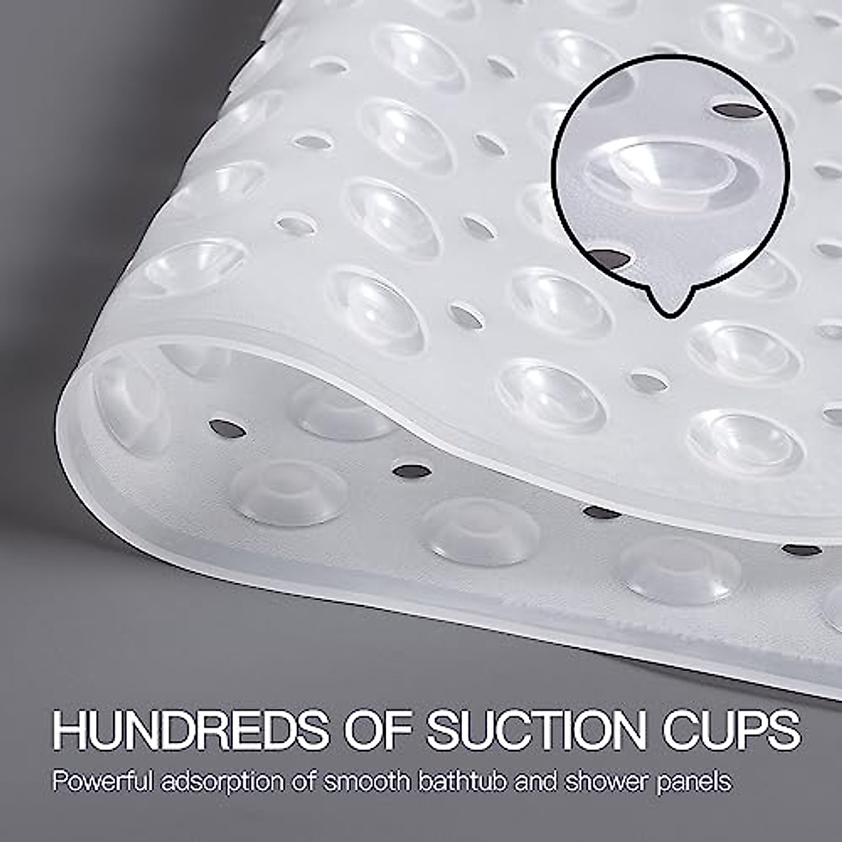 FALEJU Extra Large 47 x 32 Inch Shower Mat Non Slip, Shower and Bath Mat with Drain Holes and Suction Cups, Extra Wide Bath Tub Mat Non Slip, Bathroom Accessories, Clear