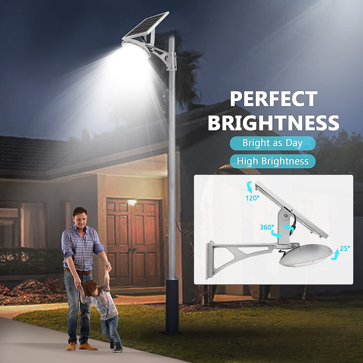 XRDZYXGS Solar Street Lights, 10000LM Parking Lot Light with Motion Sensor, Solar Street Lights Outdoor Waterproof Solar Flood Light Solar Street Lights Outdoor Dusk to Dawn, Solar Lamp for Road/Yard