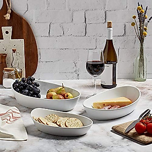 Denmark White Porcelain Chip Resistant Scratch Resistant Commercial Grade Serveware, 3 Piece Oval Serving Bowl Set