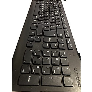 Lenovo 300 USB Keyboard, Wired, Adjustable Tilt, Ergonomic, Windows 7/8/10, GX30M39655, Black