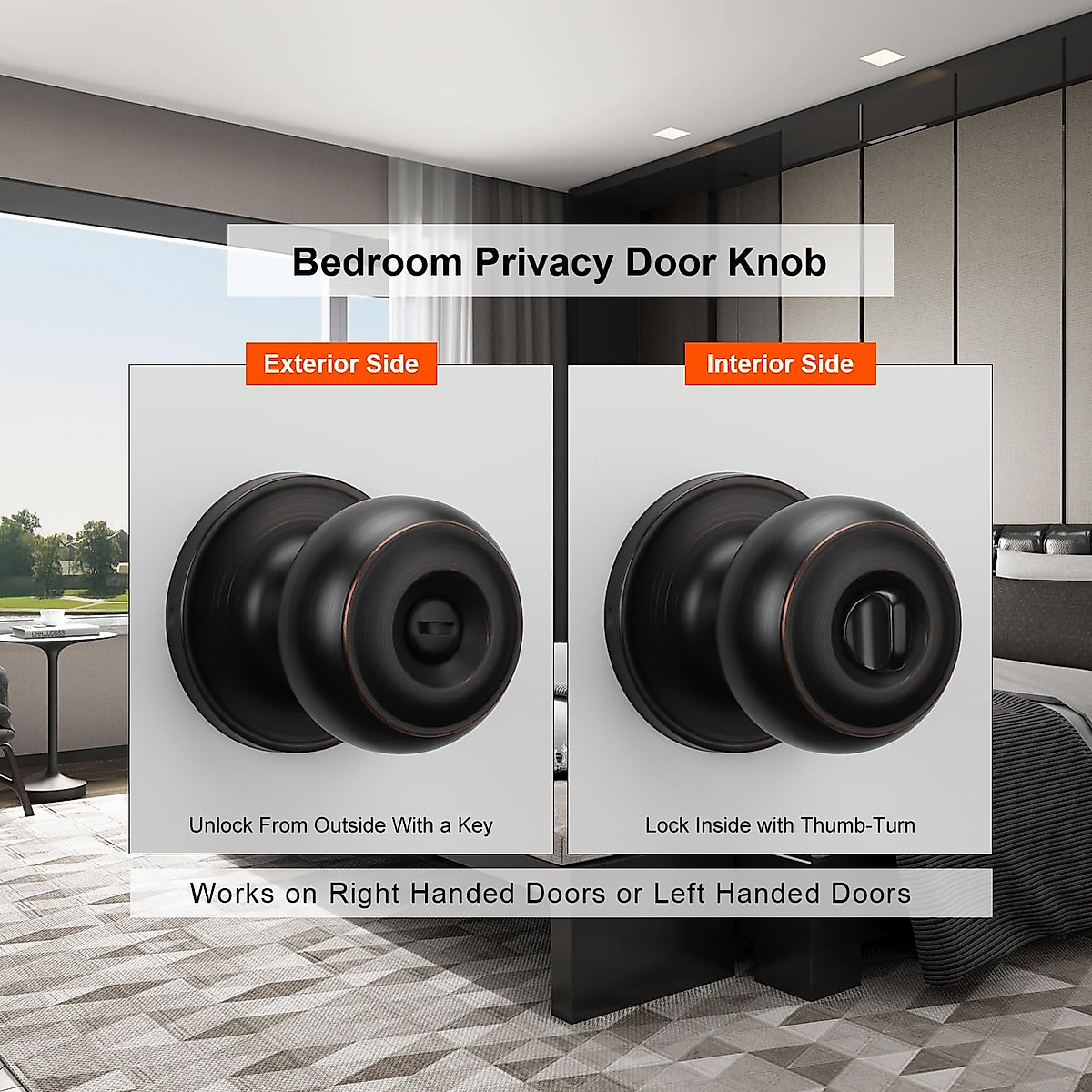 Haidms 8 Pack Oil Rubbed Bronze Door Knobs Interior, Bronze Privacy Interior Door Knobs for Bedroom or Bathroom Classic Round Doorknobs Hardware