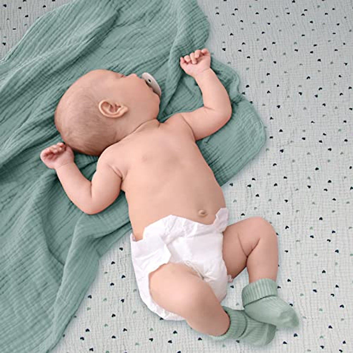 Lulu moon Muslin Swaddle Blanket Baby Receiving Blankets Neutral, 2 Pack, Sage