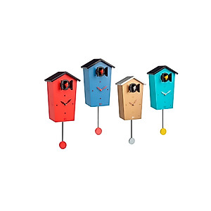 KOOKOO BirdHouse Blue, modern design cuckoo clock with 12 natural bird voices or cuckoo call