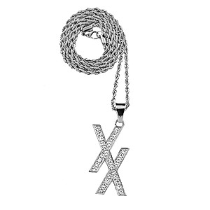 Eczixnczo Hip Hop Iced-Out XX Pendant Necklace for Rapper CZ Fully Bubble Broken Heart Pendant Necklace Chain for Men Women Fashion Jewelry11