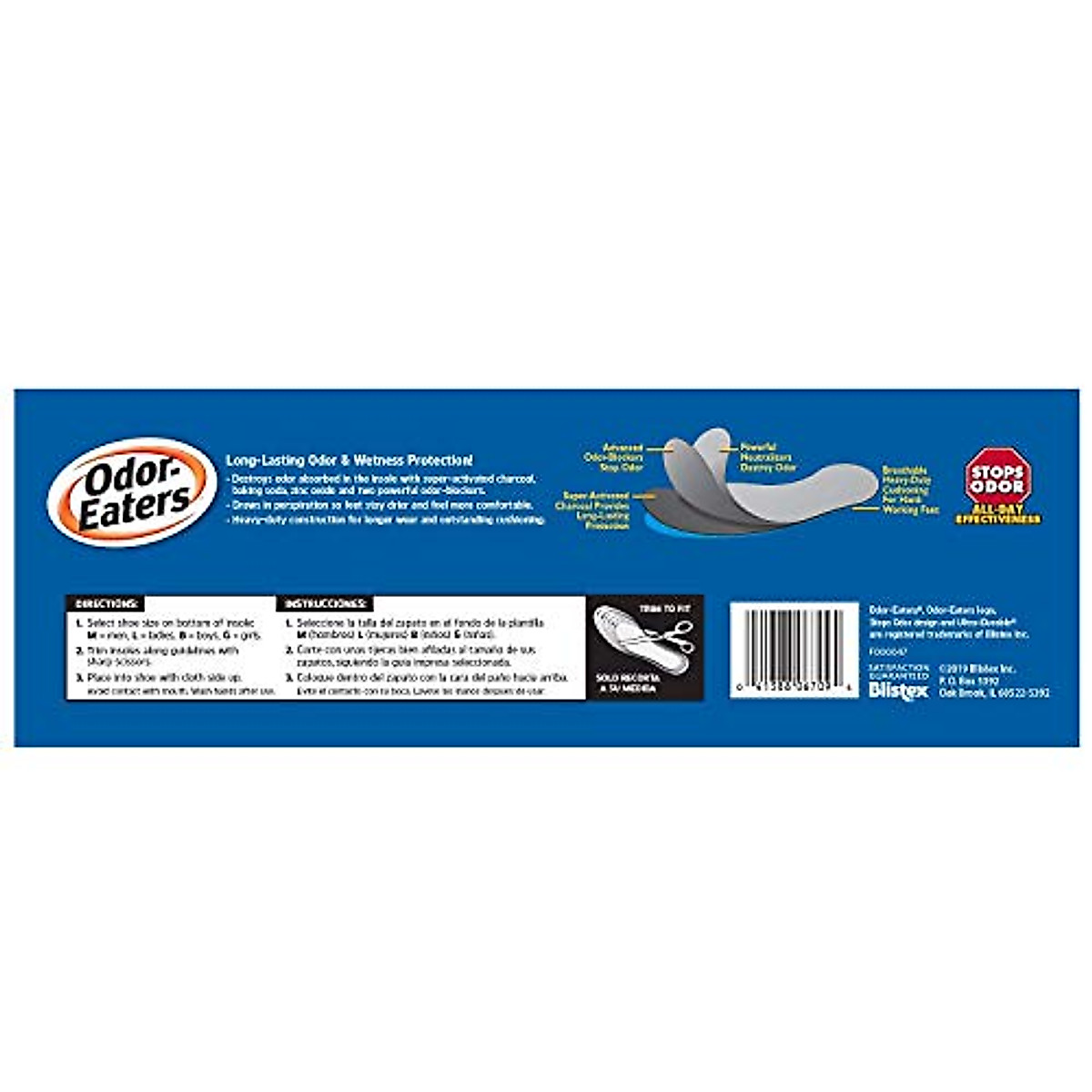 Odor-Eaters Ultra Durable, Heavy Duty Cushioning Insoles, 1 pair (Pack of 4)