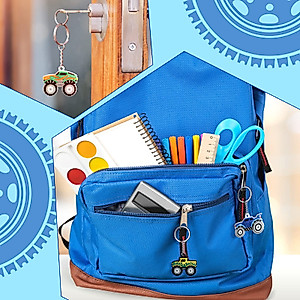 Kenning 24 Pieces Mini Truck Keychain Key Ring Decoration Silicone Truck Party Favors Keychain Truck Birthday Party Supplies for Kids(Truck)