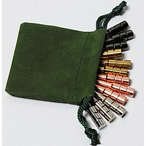 Premium Metal Cribbage Pegs, Set of 12, in Four, 1 5/16” Tall; Tapered to Fit 1/8 Holes, with Green Velveteen Drawstring Storage Pouch