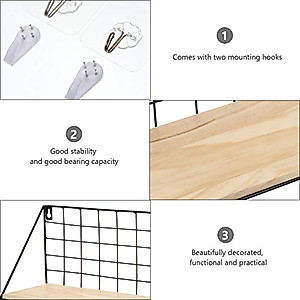 Cabilock Floating Shelf Iron Farmhouse Shelf Rustic Wood Wall Shelf for Living Room Bedroom Bathroom Black L