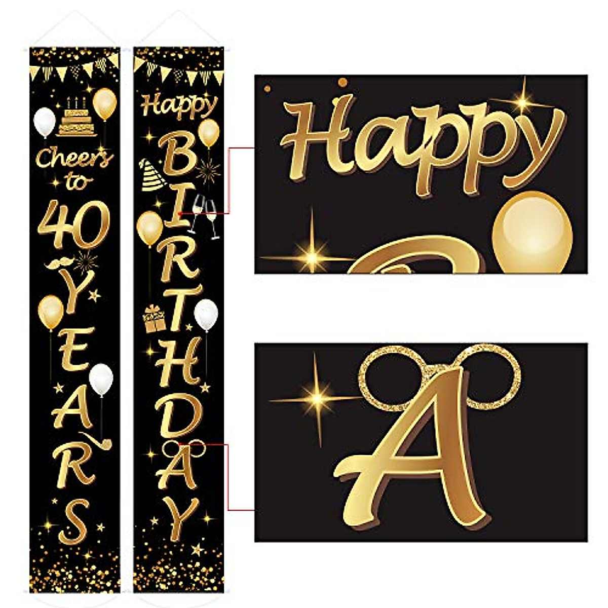 2 Pieces 40th Birthday Party Decorations Cheers to 40 Years Banner 40th Party Decorations Welcome Porch Sign for 40 Years Birthday Supplies (40th Birthday)