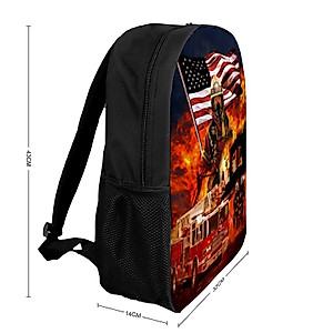 17 Inch Firefighter Backpacks Travel Daypack Fire Truck Backpack Casual Lightweight Laptop Backpack for Boys Girls