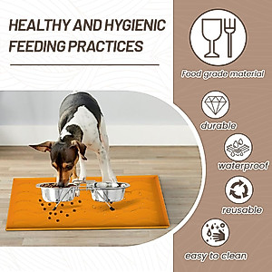 Pet Dog Cat Food Mat Silicone Dog Mat for Food and Water 28” Pet Feeding Mat Dog Bowl Mat Orange Pet Food Placemat