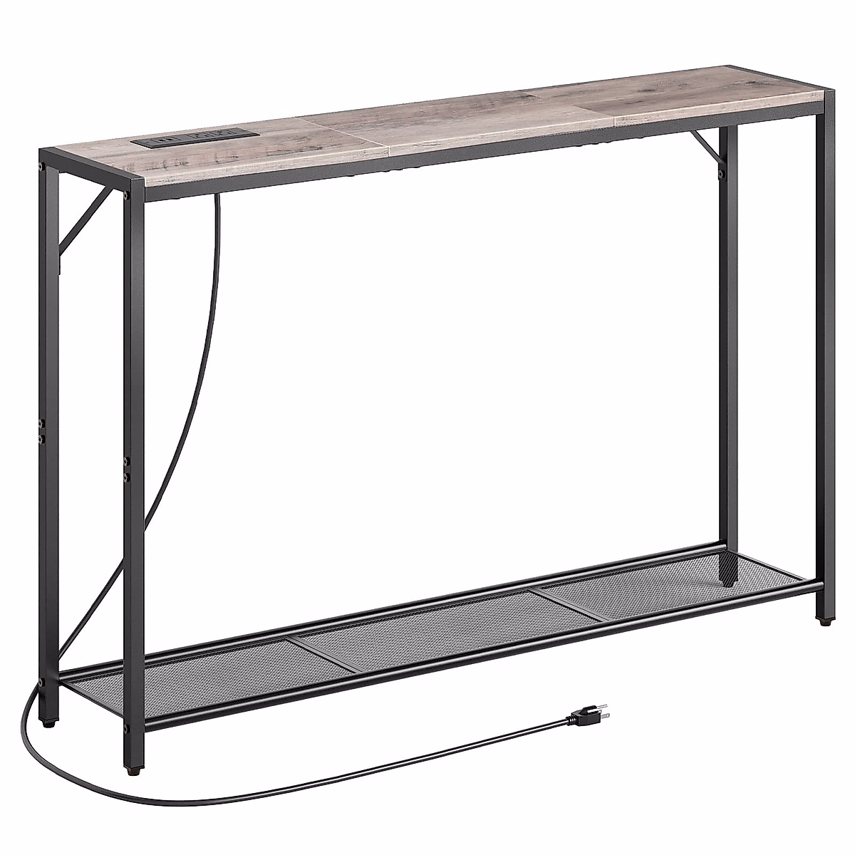 MAHANCRIS Sofa Table with Power Outlet, 43.7" Console Table with USB Ports, Behind Couch Table, Entryway Table for Living Room, Entryway, Foyer, Metal Frame, Adjustable Feet, Greige CTHG11E01Z1