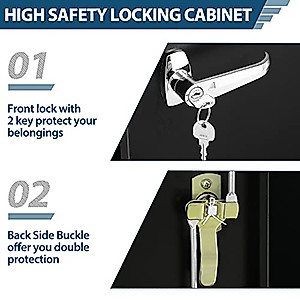 INTERGREAT Metal Storage Cabinet with Locking Doors, Lockable Steel Storage Cabinet with 2 Doors and Shelves, Black Metal Cabinet with Lock, Small Steel Cabinet for Home Office, Garage, Shop