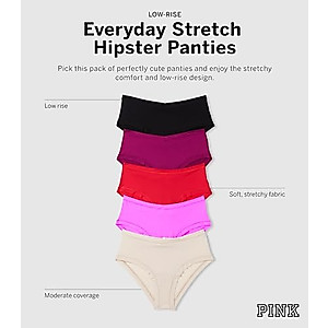 Victoria's Secret PINK Women's Cotton Stretch Hipster Underwear, Panties for Women, Basic, (L)