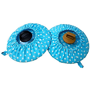 DLK - 2 X Thick Fabric Steam Catcher - Cotton Steaming Cloth Cooking - (8-11) / (20-28) cm Rice Lid Cover, Rice Brewing Cover - Steam Trap Set of 2 - Blue (RCC)