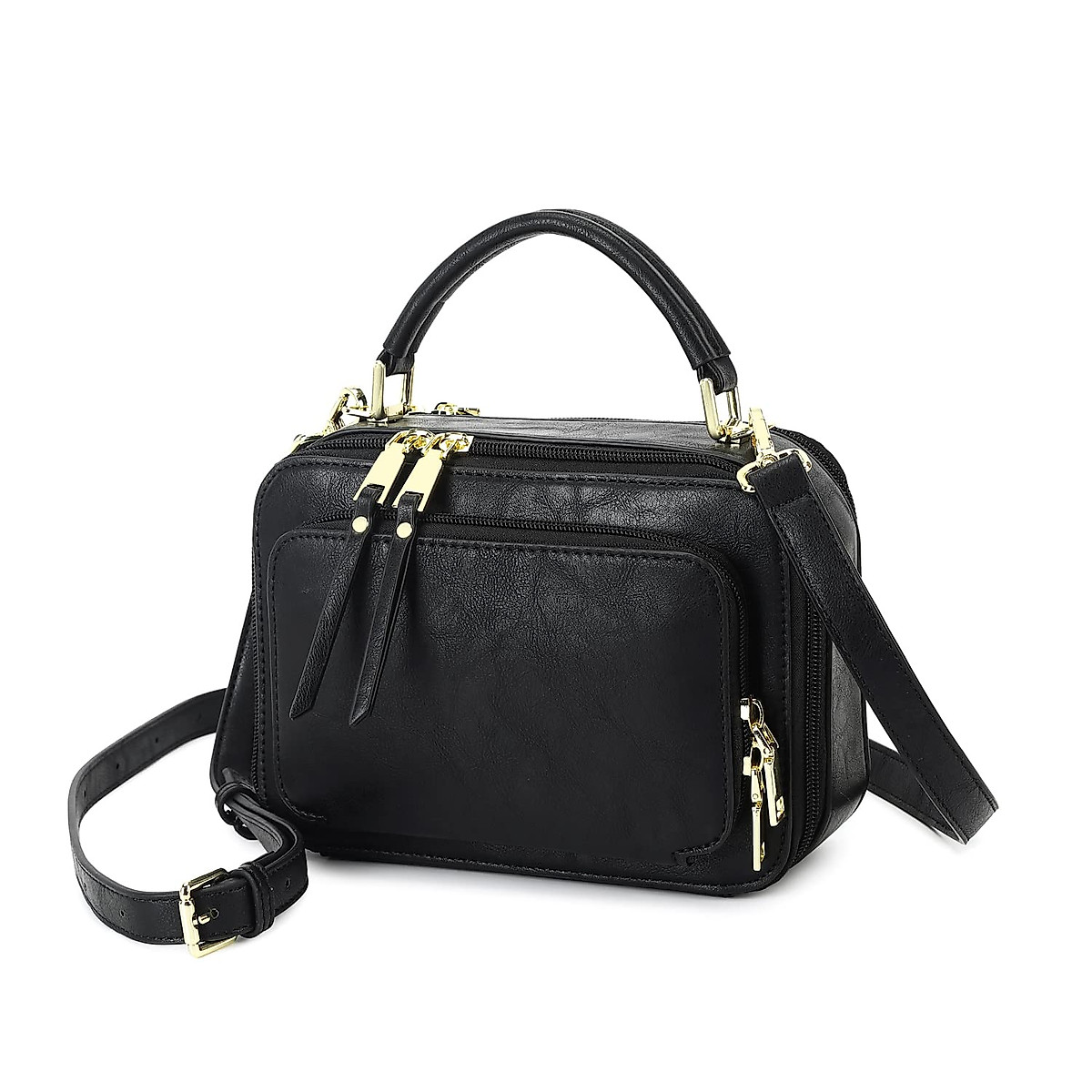 Crossbody Bags for Women, Trendy Design Satchels Shoulder Bag Handbags Tote Bag Double Zip Top-Handle Bags Camera Bag Purse (black)