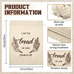 Vesici 8 Pcs Large Linen Bread Bag for Homemade Bread Reusable Container and Saver Drawstring Storage Bags Unbleached Storage Container Keeper for Bakery 12" x 15" (Elegant Style)