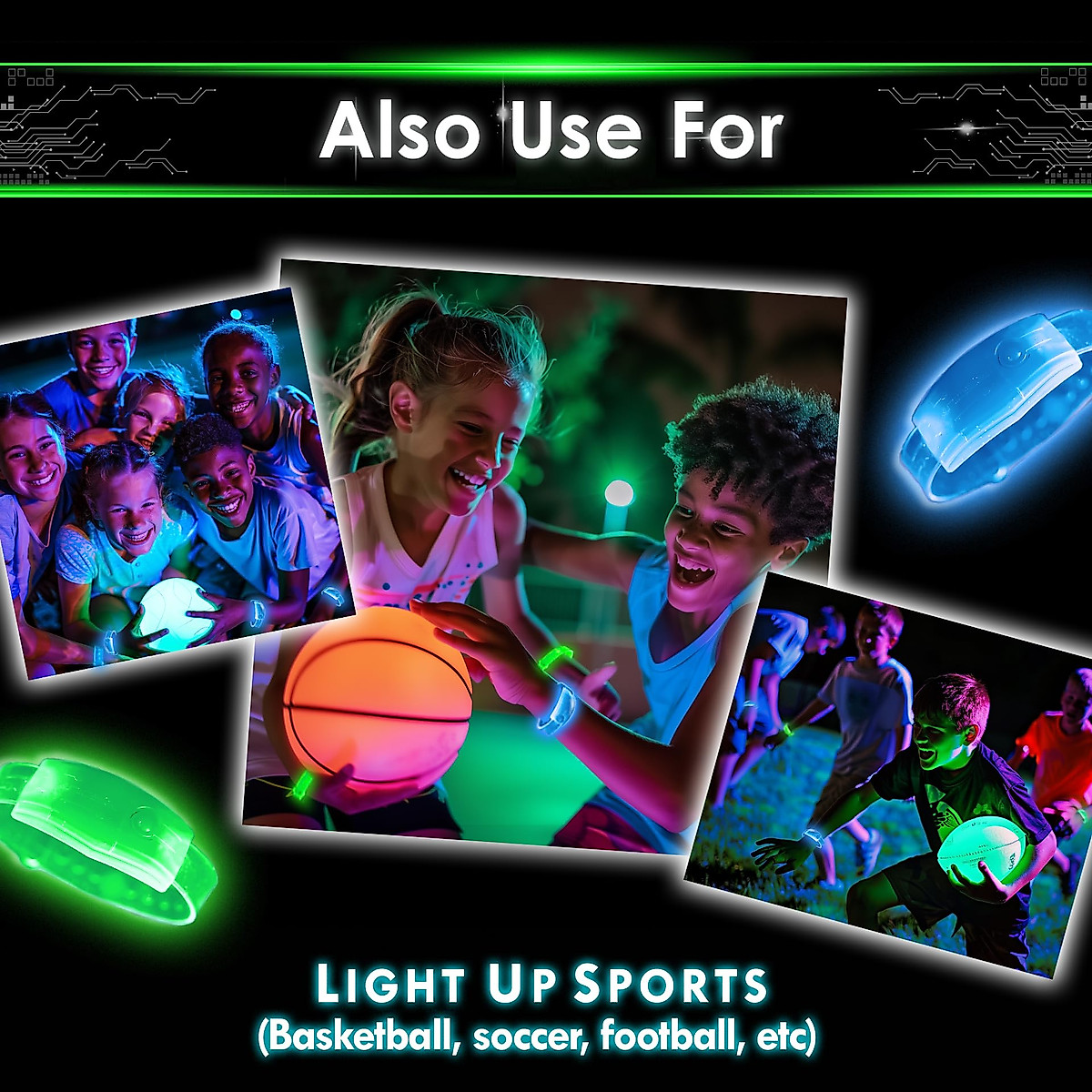 Starlux Games Capture The Flag Redux – Glow-in-The-Dark Bracelet Expansion Set | Adds 12 Players (with 12 LED Bracelets) | Glow in The Dark Games | Sleepover Games | Outdoor Games for Kids