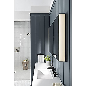 KOHLER K-81146-SLE-DA1 Maxstow Medicine Cabinet with LED Light, Mirror Doors & Staggered Shelves, Rectangular Frame, 32" x 24"