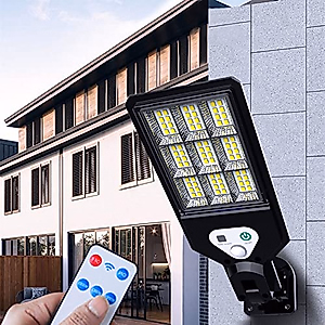 Solar Street Light Outdoor Solar Street lamp with Motion Sensor and Remote Control Solar Powered 3 Lighting Modes Led Solar Parking Lights for Garden, Street, Yard, Garage, Patio