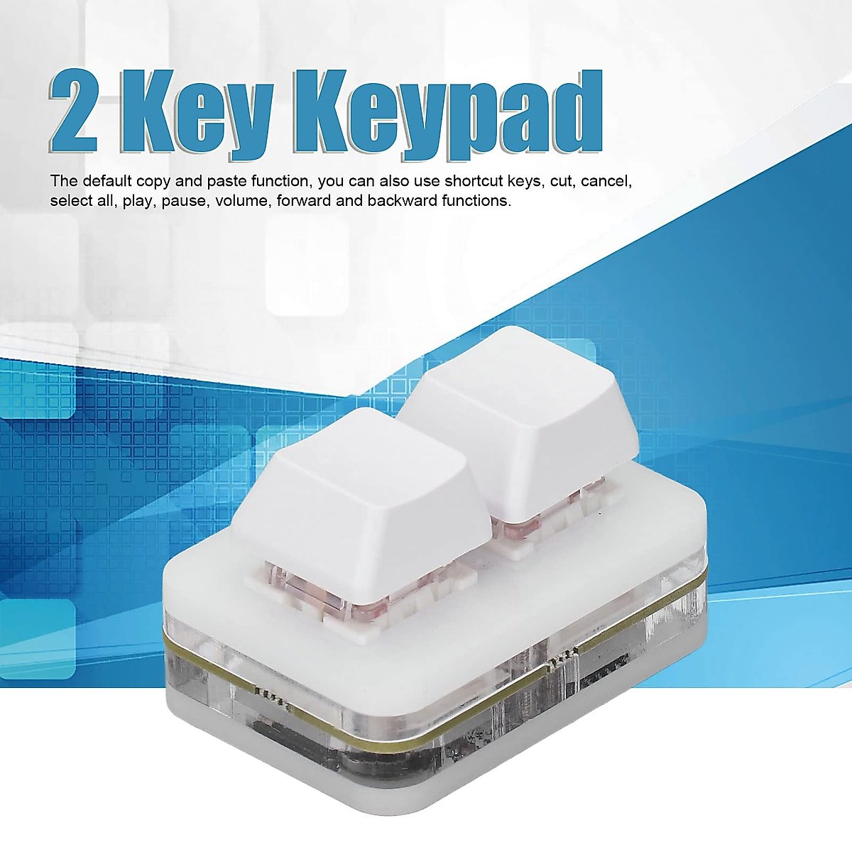 GOWENIC Keypad 2 Keys, Red axis Gaming USB Mechanical Keyboard, Hotswap Mini Keyboard, HID Programming Macro Keys, One Handed Mechanical Gaming Keyboard (White)