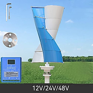 HUIZHITENGDA 10000W Vertical Axis Wind Turbine Generator, 12V 24V 48V with MPPT Controller Vertical Wind Turbine Permanent Magnet Generator for Garden Home (Blue),24v