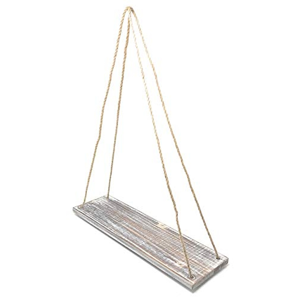 MtnGift Farmhouse Boho Rustic Rope Hanging Shelf - Floating Wooden Decorative Wall Swing Shelves (Set of 3)