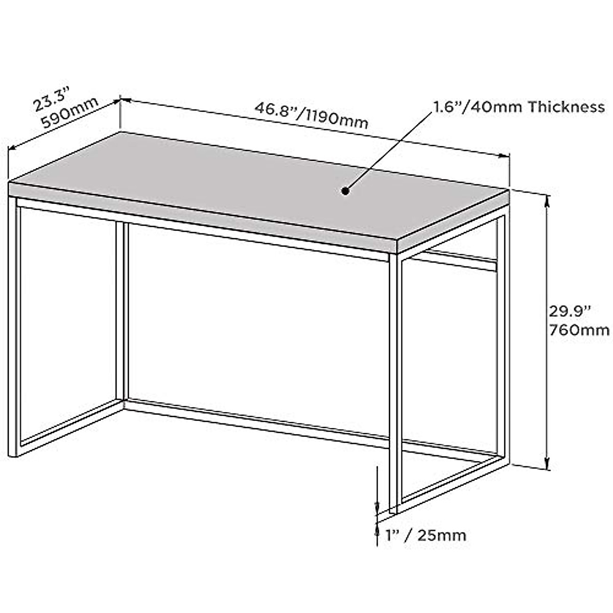 CENSI Natural Oak Writing Computer Desk, 47" Modern Industrial Wood and Metal Home Office Desk(Light Natural Wood)