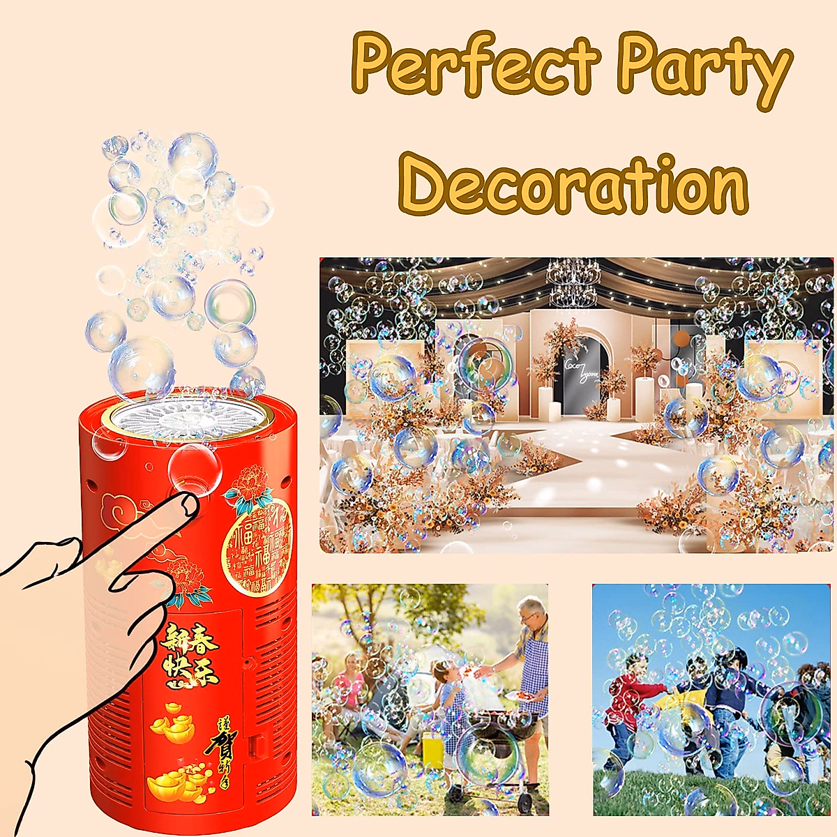 Firework Bubble Machine, Bubble Machine, Portable Fireworks Bubble Machine, New Year Fireworks Bubble Machine Lighting Bubbler, Sticker, for Parties Boy Girl Gift