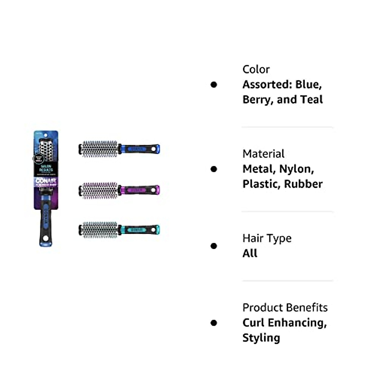 Conair Salon Results Hairbrush for Blow Out - Hair dryer round brush - Metal Bristles - Ideal for shorter hair lengths