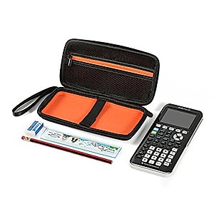 BOVKE Hard Graphing Calculator Case Compatible with Texas Instruments TI-84 Plus CE/TI-84 Plus/TI-83 Plus CE/Casio fx-9750GII, Extra Zipped Pocket for USB Cables, Manual, Pencil, Ruler, Black