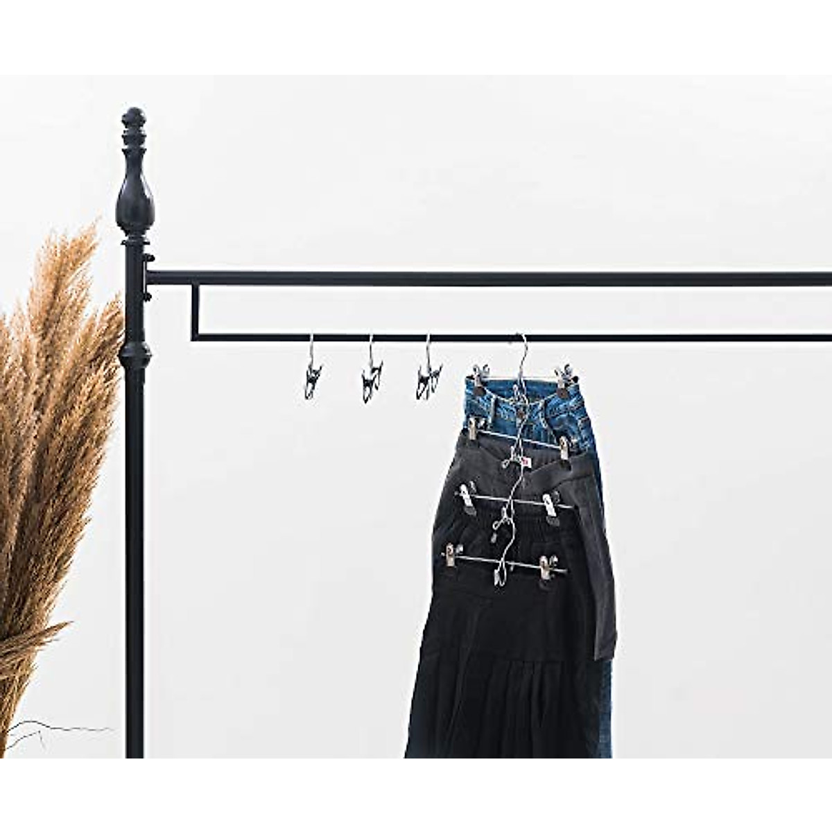 Better to U 13 Inch Stackable Metal Pants Hanger 20 Pack, Space-Saving Hanger with Non-Slip Adjustable Big Clips, Skirt Trousers Hanger Add-on Hook for Jeans Slacks Boutique