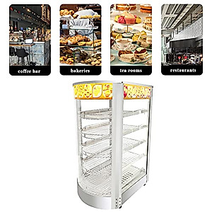 Countertop 14" Food Warmer Display Case 5 Shelf Hot Warming Showcase with Back Sliding Door,Silver (5 Tiers)