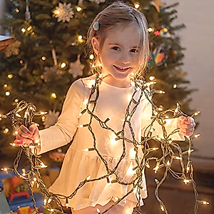 Christmas Lights, 150 Count 33 FT Christmas Mini String Lights, Green Wire Fairy Lights, 120V UL Certified Connectable Xmas Tree Lights for Patio, Holiday, Party, Outdoor Indoor Decoration, Warm White