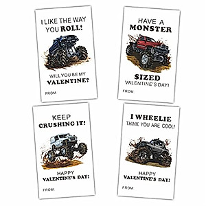 2.1" x 3.5" Valentine's Day Gift Wrap Self Adhesive Stickers | Car and Truck Theme Happy Valentine's Day Gift Wrapping Decorations and Supplies for Kids | 40 Gift Stickers-BGJ-003