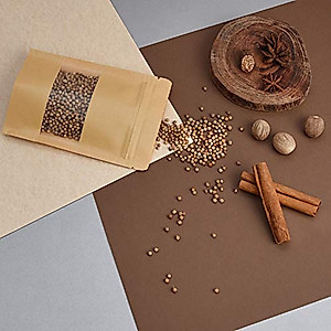 50 Pcs Self Sealing Sealable Packaging Paper Bags Waterproof Transparent Window Brown Stand Up Zipper Pouches Can Reusable for Food Tea Coffee bags Beans Nuts Seeds Dried Fruits Pouch (5.5"x.7.8")…