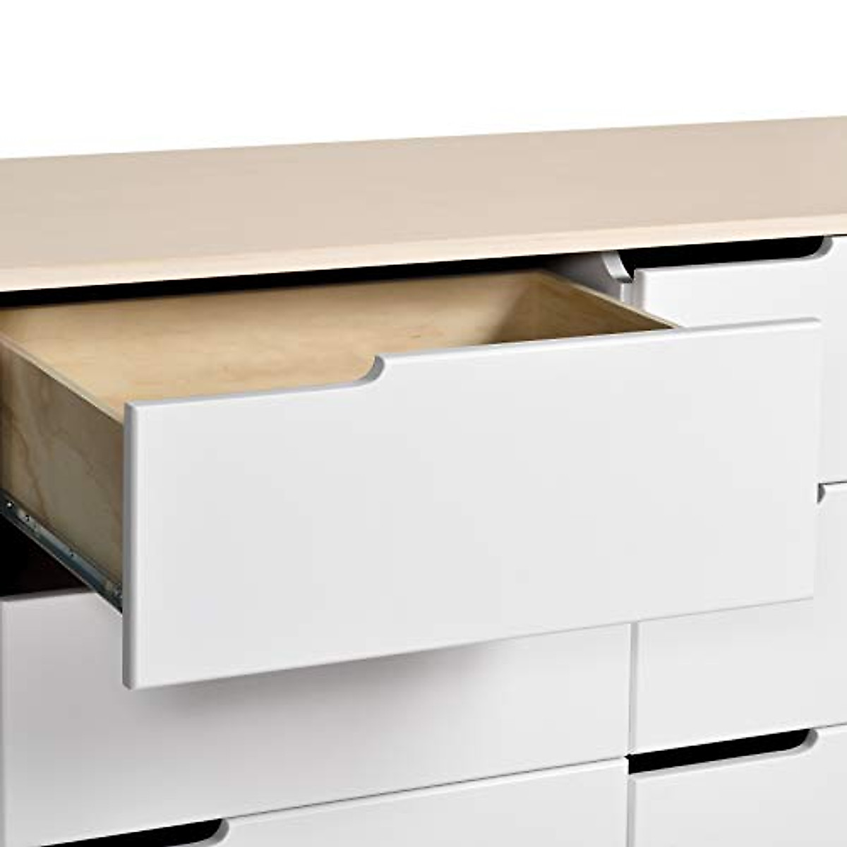 Babyletto Hudson 6-Drawer Assembled Double Dresser in Washed Natural and White, Greenguard Gold Certified