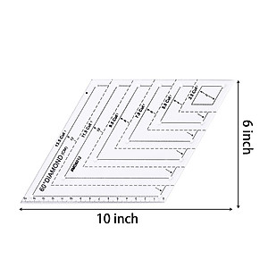 1 Pcs Transparent Creative Grids Quilting Templates Ruler, with 60 Degree Shape Templates Craft Ruler DIY Tools for Sewing Cutting