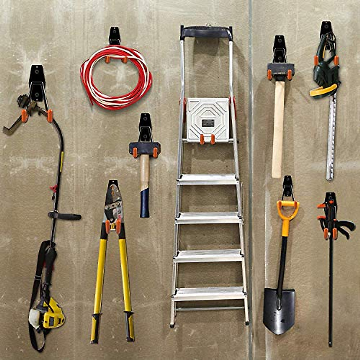 SMARTOLOGY 10 Packs Heavy-Duty Garage Wall Hooks and 11 Extension Cord Storage Straps Set