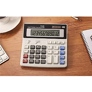 12-Digit Battery Dual Powered Handheld Electronic Business Mini Solar Basic Desktop Financial Scientific Office Calculator, Simple Desk Calculators with Large LCD Display