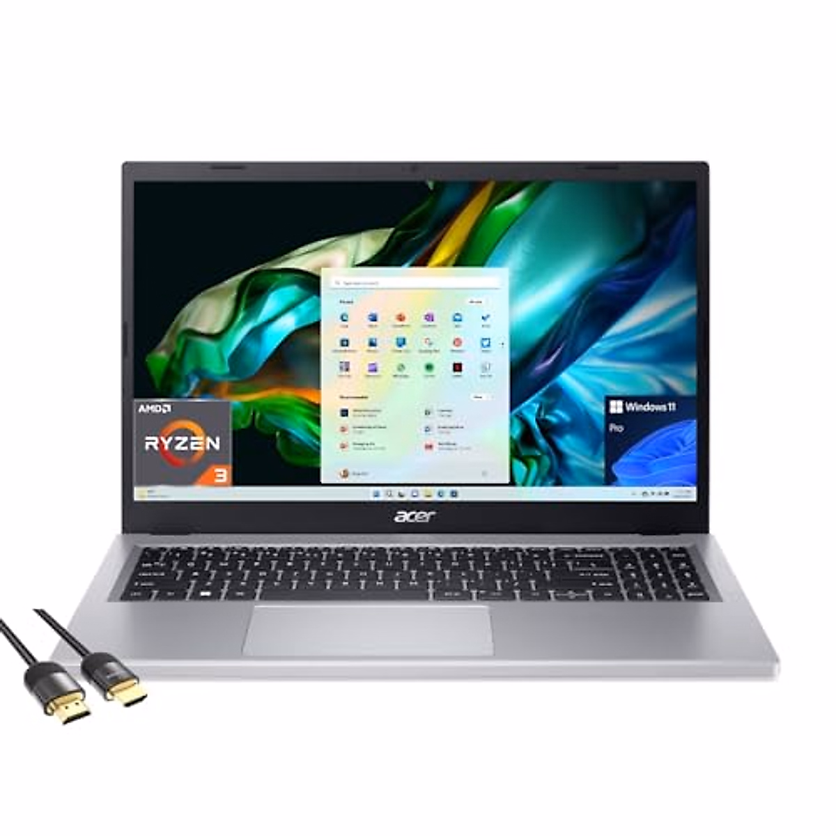 acer Aspire 3 Slim Laptop, 15.6" FHD IPS Display, AMD 4-Core Ryzen 3 7320U (Beat i7-1160G7), AMD Radeon Graphics, 8GB LPDDR5, 512GB PCIe SSD, Webcam, Wi-Fi 6, Keypad, USB-C, PDG HDMI, Win 11 Pro