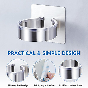XILIMEN Hair Dryer Holder Wall Mounted, Bathroom Blow Dryer Holder, Stainless Steel Hair Blow Dryer Rack Organizer, Adhesive Hairdryer Holder for Bathroom Barber Shops, Hair Dryer Storage
