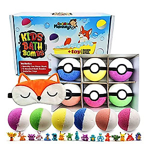 Cuddle Monkeyz Little Dreamers Spa Kit with Bath Bomb for Kids with A Surprise Toy and Fox Eye Mask (Little Dreamers Bath Bombs)