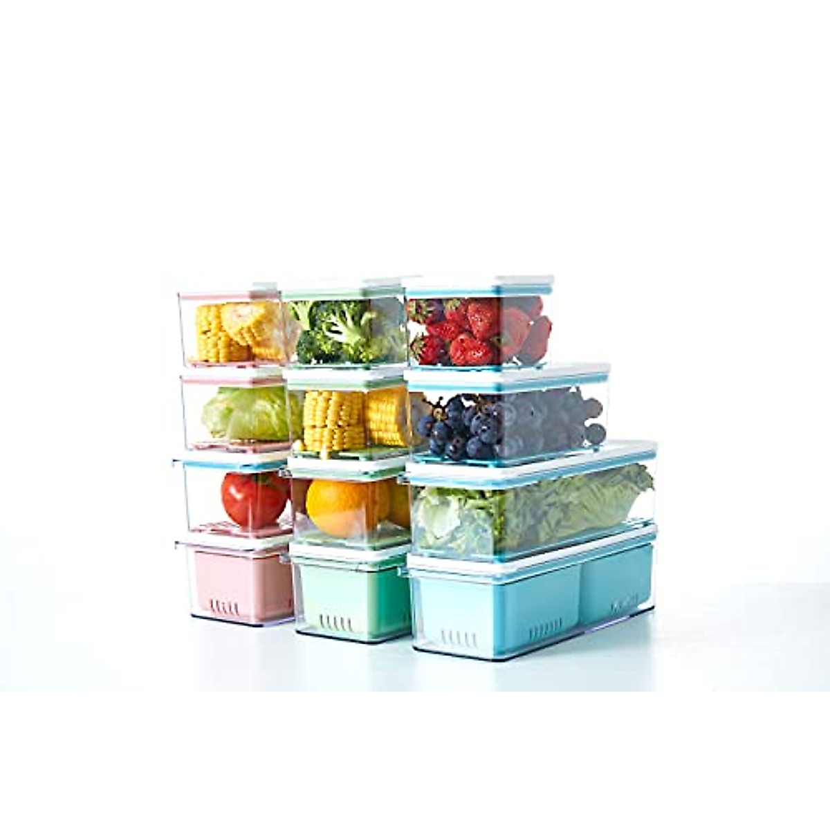 Storage Containers Fridge Organizer for Vegetable Fruit Veggie and Berry Refrigerator Organizer Bins with Lids Produce Saver 3 Packs Pink